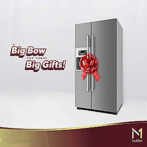 Mata1 Huge Car Bow (Red, 18 inch) Big Gift Wrapping Bow for Large Gift Decoration, Giant Indoor/Outdoor Bow with 20 Loops and 4 Stickers (No Magnets That Scratch)
