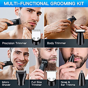YBLNTEK Beard Trimmer for Men, Cordless Electric Razor for Men Face Beard Shaver Nose Trimmer Hair Clippers Body Hair Trimmer Groomer for Men, Waterproof Mustache Trimmer 5 in 1 Mens Grooming Kit