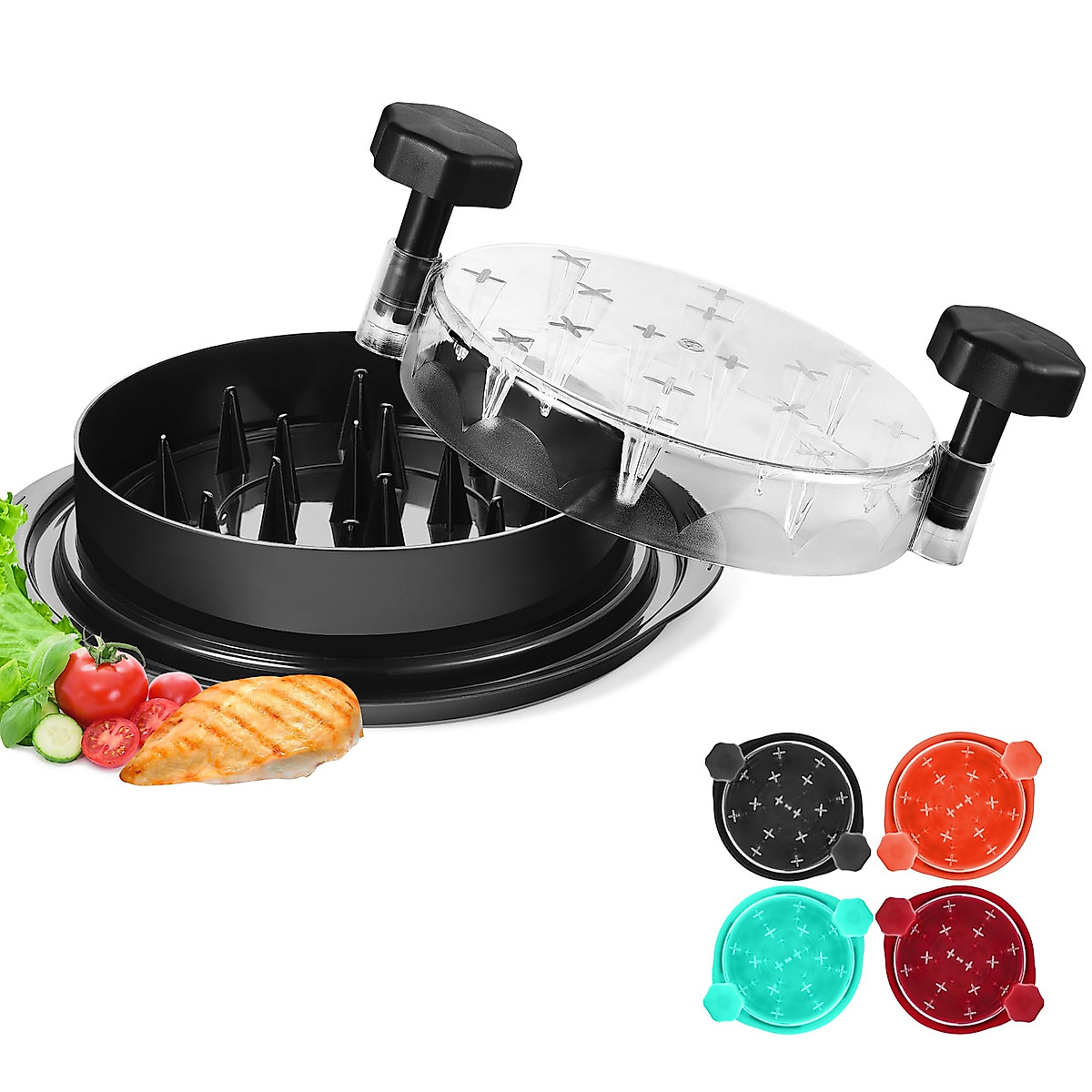 Chicken Shredder Tool Twist Large: 2025 Pro & Standard Food-Grade Visible Meat Shredder Tool Twist with Anti-Slip Petal-Like Base, Chicken Breast Shredder, Chicken Grinder (Black, Standard - 8")