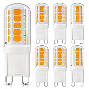 DiCUNO G9 LED Bulb 40W Equivalent, 4W, Warm White 3000K, 400LM, G9 Bi-pin LED Bulbs for Chandelier Light, Non-dimmable, G9 Halogen Bulb Replacement for Pendant Light, Home Lighting, Pack of 6