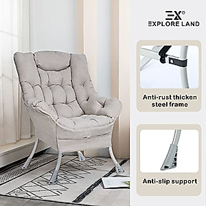 Explore Land Living Room Single High Back Lazy Chair Modern Upholstered Accent Chair (Golden Grey)