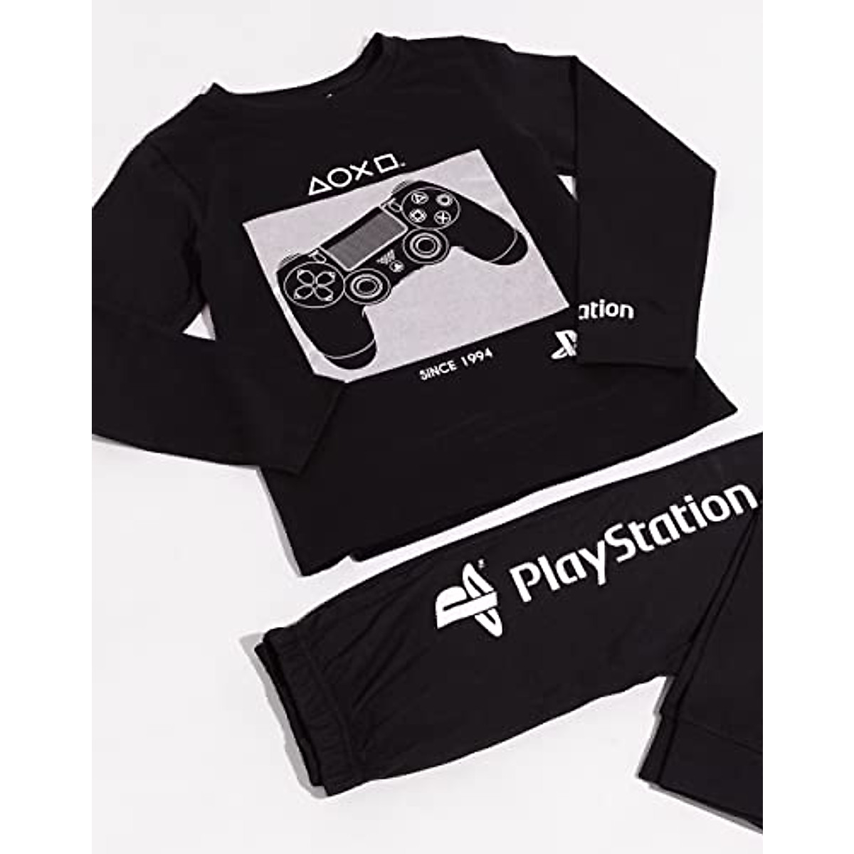 PlayStation Pajamas Boys Kids Long Sleeve Black Controller T Shirt Bottoms 7-8 years