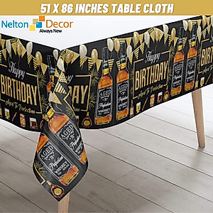Nelton Whiskey Birthday Party Decorations, Aged to Perfection Birthday Party Supplies Include Backdrop, Banner, Cake Topper, 24 Cupcake Toppers, 6 Foil Balloons, Table Cloth