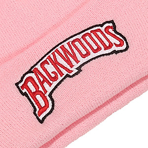 kangning 2Pack Backwoods Beanie Hat for Men Women Trendy Backwoods Cap Winter Warm Beanie Embroidered Knitted Solid Hats (One Size, Black+Pink)