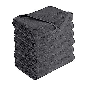 GLAMBURG 100% Cotton 6 Pack Bath Towel Set, Ultra Soft Bath Towels 22x44, Towels for Gym Yoga Pool Spa, Quick Drying & Highly Absorbent - Charcoal Grey