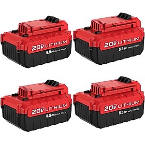 4-Pack 6.5Ah PCC685L 20V Battery Replacement for Porter Cable 20V Battery Lithium ion 20 Volt MAX PCC680L PCC682L PCC685LP Compatible with Porter Cable 20V Cordless Tools