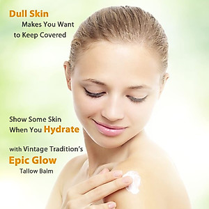 Vintage Tradition Epic Glow Beef Tallow Balm – Glow Boosting Moisturizer with Lavender Oil, Myrrh Oil, Manuka Face Oil, and Fish Oils – Beef Tallow for Skin Care from Head to Toe, 2 fl. oz.