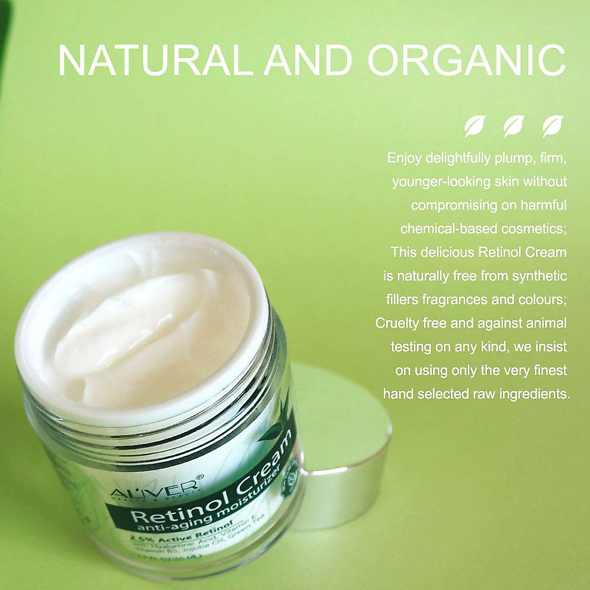 IFUDOIT Retinol Cream for Face, Face Moisturizer with 2.5% Retinol, Hyaluronic Acid, Day and Night Anti-Aging Moisturizing Cream for Women and Men, for All Skin Types