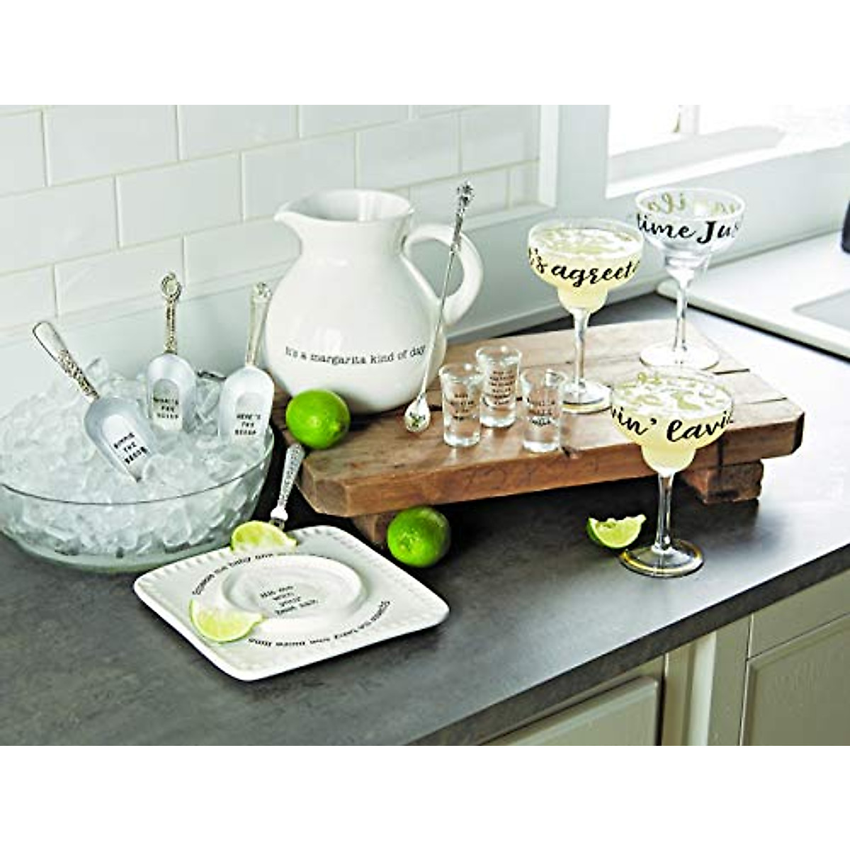Mud Pie Lime and Salt Rimmer Margarita Set, Square, White