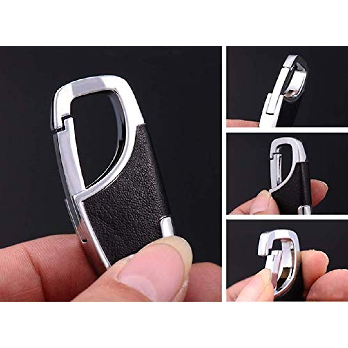 2PCS Stainless Steel Key Chain with Leather Heavy Duty Home Office Car Keychain with Key Ring Key Holder for Men and Women-Brown & Black