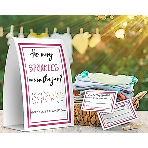 Guess How Many Sprinkles Are In The Jar, Baby Shower Games, Baby Shower Decorations - One Sign and 50 Cards(MANY022)