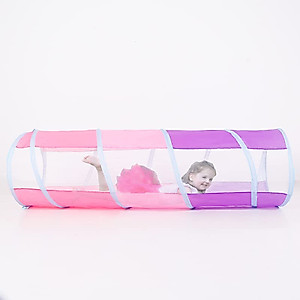 Andy Yeatese Kids Play Tunnel for Toddlers, Crawling Tunnel for Girls, Boys, Cat or Dogs, Indoor and Outdoor Babies Pop Up Toys Tent, 5-ft (Purple/Pink red)