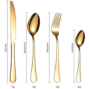 Gold Flatware Set, Service for 4,Premium Stainless Steel Tableware Set 16Piece Cutlery Utensils Set Include Knife Fork Spoon Durable