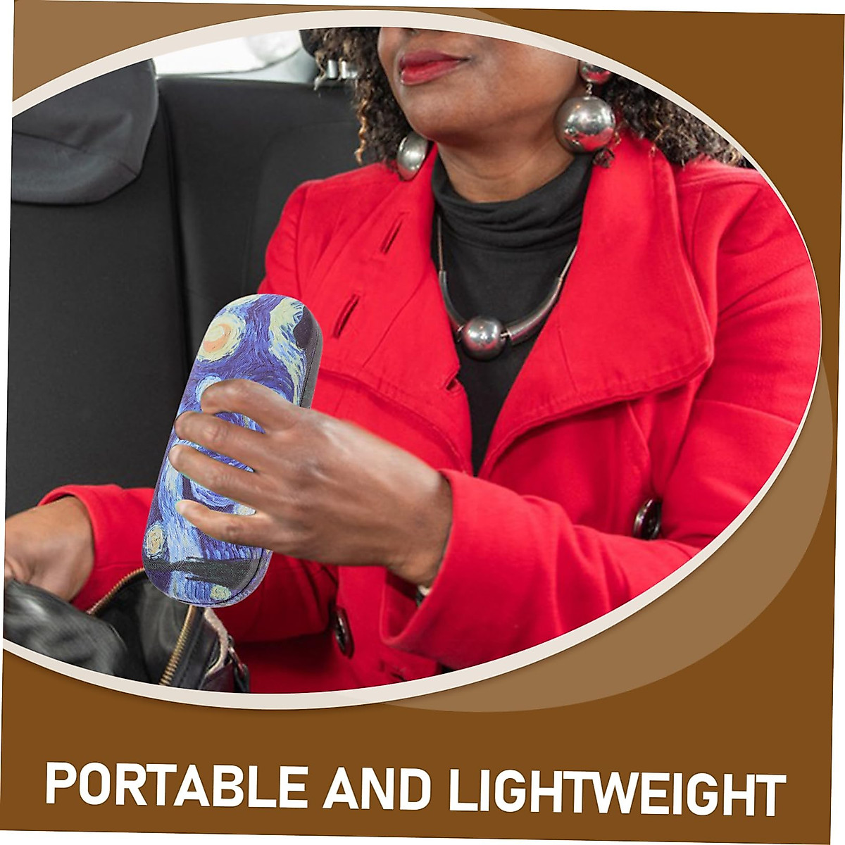 Milisten 2pcs Hard Shell Eyeglasses Case Leather Glasses Case Sunflower Night Painting Sunglasses Holder Eyewear Reading Glasses Container