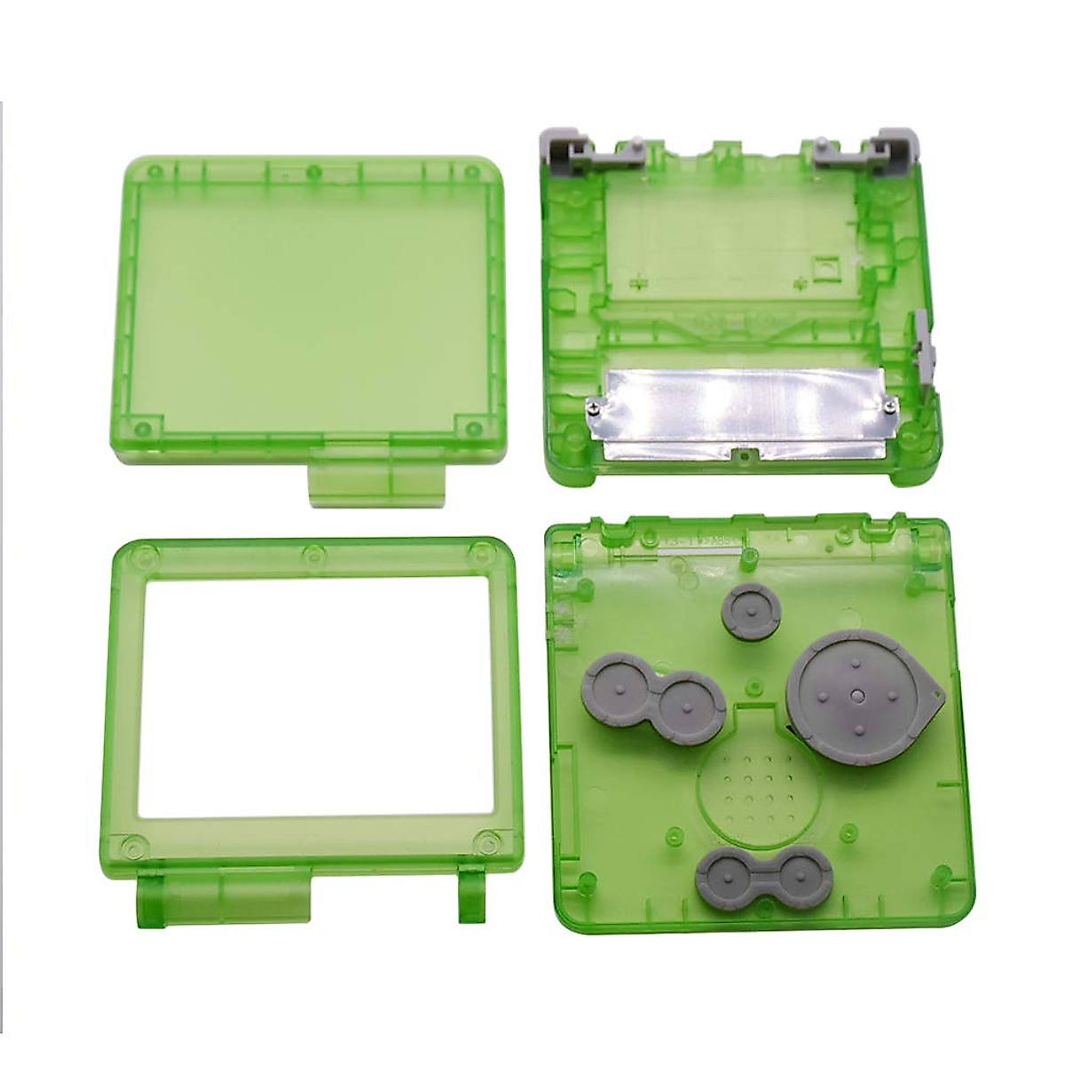 Cowhilan Replacement Clear Full Housing Shell Case Compatible with Gameboy Advance SP GBA SP Console, Send with Game Card Shell, Transparent Green