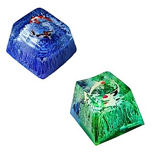 Resin Keycaps, Handmade Resin Keycap Koi Fish Backlit Resin Spacebar Keycap for Cherry MX RGB Switch Gaming Mechanical Keyboards DIY Replace