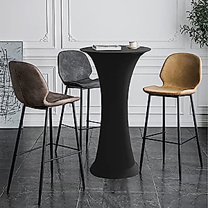 Jusmate Cocktail Spandex Stretch Round Tablecloth, 2 Pack 24"x43" Fitted Highboy Stretch Table Cover High Top Round Cocktail Tablecloth for Bar Wedding Party Banquet (Black)