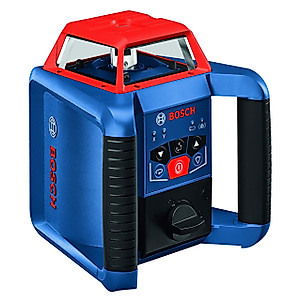 BOSCH REVOLVE2000 GRL2000-40HVK Exterior 2000ft Range Horizontal/Vertical Self-Leveling Cordless Rotary Laser Kit with Tripod, 13ft Grade Rod and Laser Receiver,Red