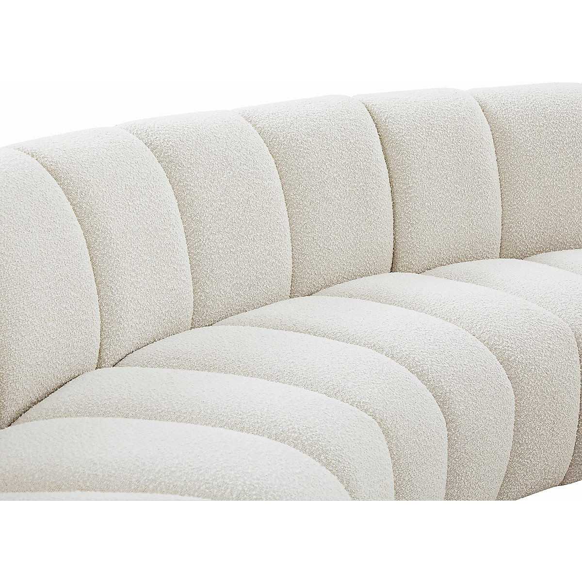 Meridian Furniture 643Cream-4PC Infinity Collection Modern | Contemporary Upholstered 4pc Modular Sectional with Luxurious Deep Channel Tufting, Cream, 148" W x 59" D x 32.5" H