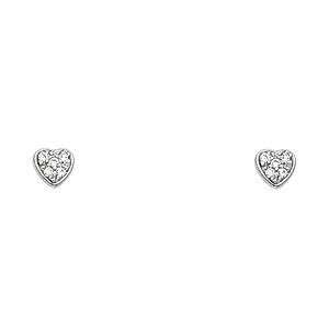 Wellingsale 14K White Gold Polished Heart Stud Earrings With Screw Back