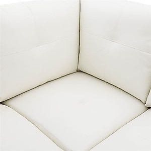 NOTOP 3-Piece Faux Leather L-Shaped Sectional Sofas, Button Tufted Upholstered Couch Set with Left Chaise Longue and Storage Ottoman, for Living Room, Home, Office,White