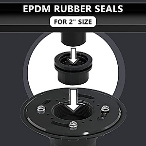 YMSdrain 2 Inch Drain Base Rubber Seal/Rubber Gasket Compatible for No Hub Linear Drains (Black)