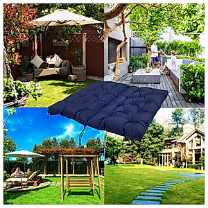 XALBDMNB Porch Swing Cushion,Waterproof Bench with Backrest Cushion Outdoor Furniture,Thickened 2-3 Seater 3 year without fading for Porch,Patio Garden outdoor swing cushions,Khaki & 39"x39"