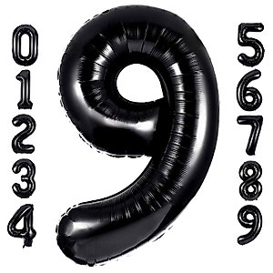 40 Inch Large Black Number 9 Balloon Extra Big Size Jumbo Digit Mylar Foil Helium Balloons for Birthday Party Celebration Decorations Graduations Wedding Anniversary Baby Shower Supplies Photo Shoot