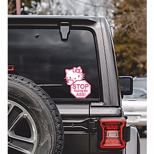 Hello Kitty, Stop Riding,Pink, Vinyl Decal,Sticker for Cars,Windows,Laptops and More