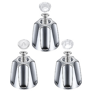 sousac 3 Set Shower Knob Replacement, Metal Bath Tub Shower Handle Include Hot/Cold/Diverter, Bathtub Faucet Handles Compatible with Price Pfister Verve for Remodeling Trim (Silver)