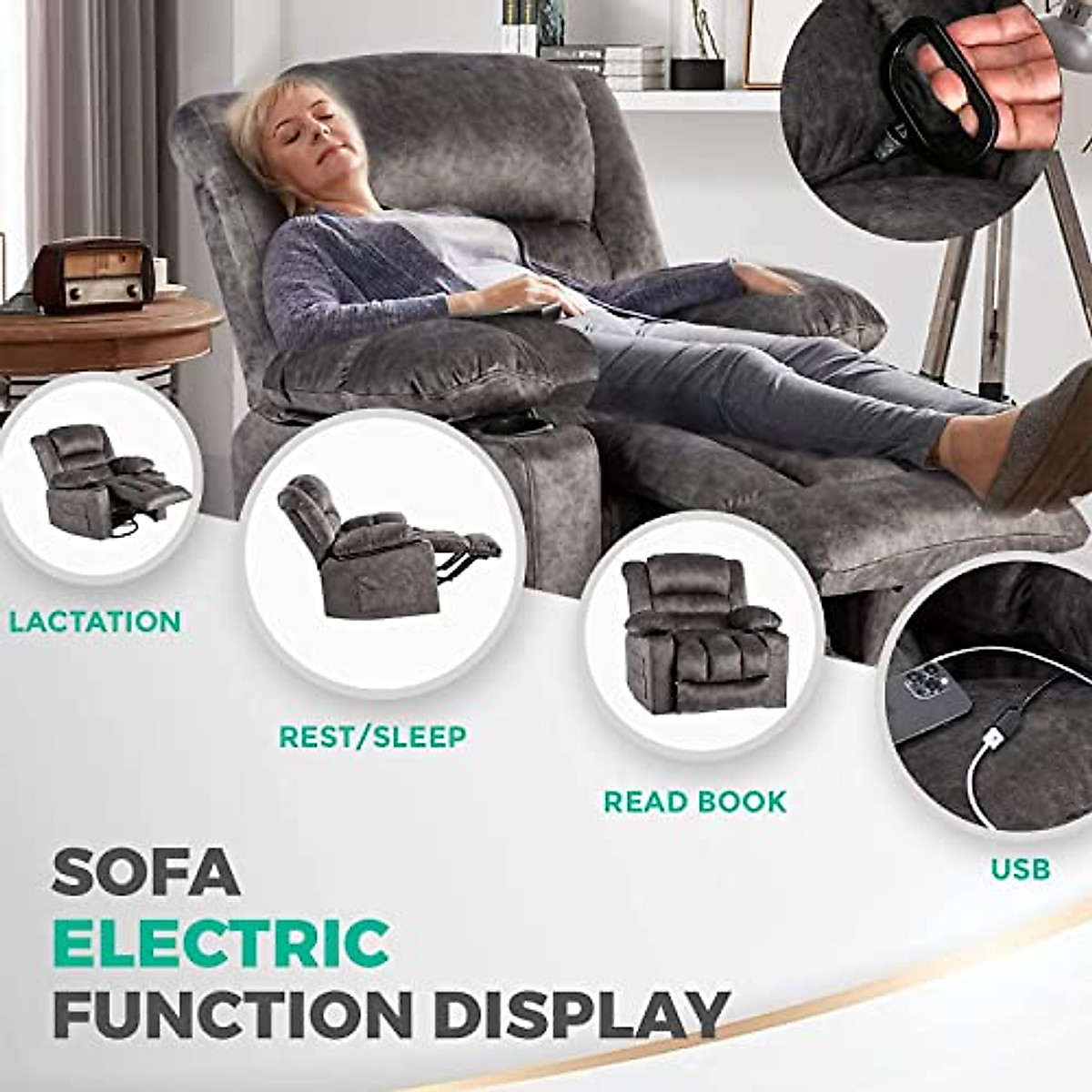 HOMYEDAMIC Recliner Chair Massage Rocker with Heated Modern Ergonomic Lounge 360 Degree Swivel Single Sofa Seat Living Room Lounge Recliners on Clearance Memory Sponge Filling