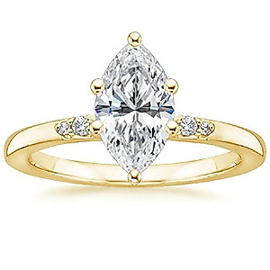 10K Solid Yellow Gold Handmade Engagement Ring 1.0 CT Marquise Cut Moissanite Diamond Solitaire Wedding/Bridal Ring Set for Women/Her Propose Ring (10.5)