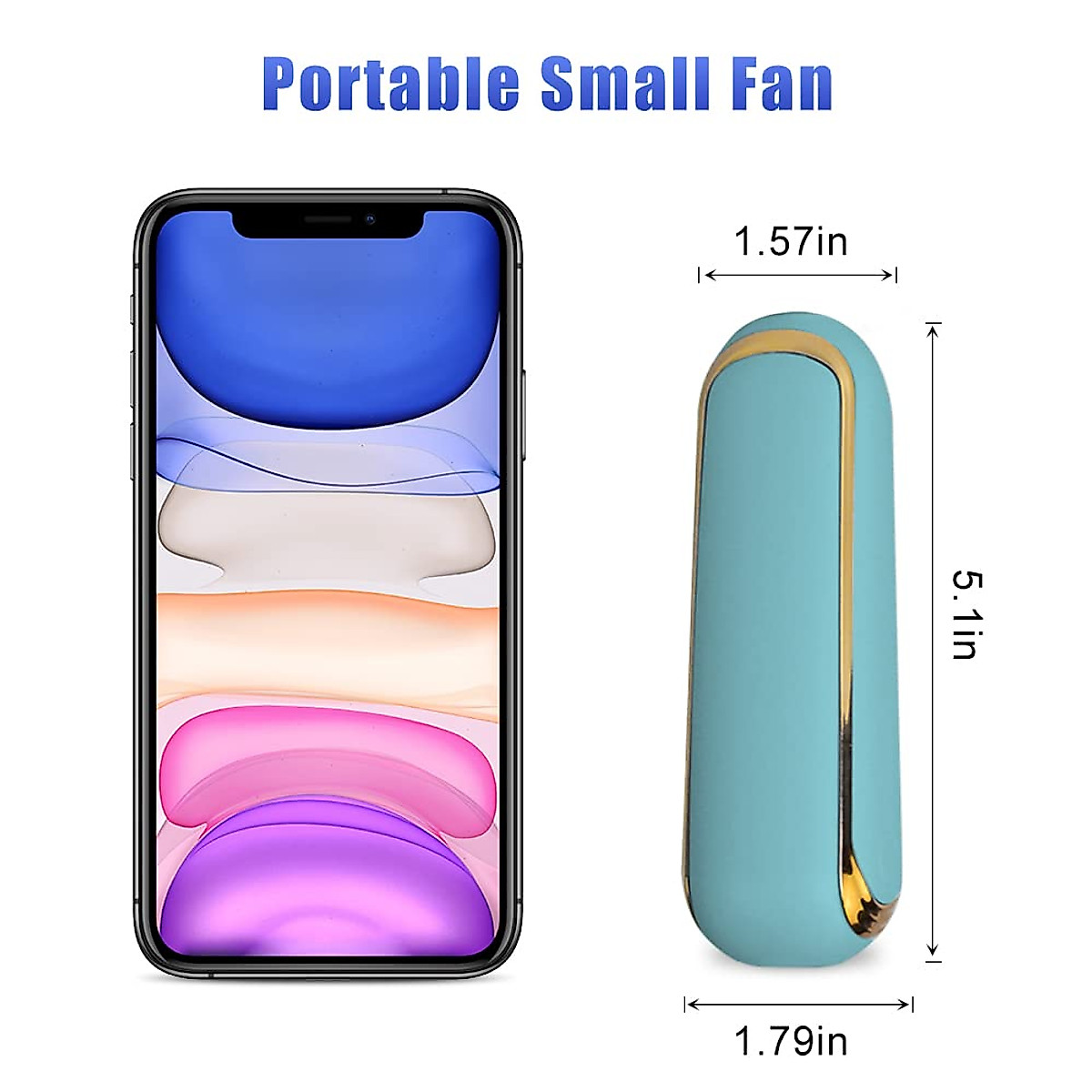 ideapro Pocket Handheld Fan Mini Portable Fan with Lanyard, 2000 mAh USB Rechargeable Mini Fan, Batteries Operated Handheld Fan with 3 Speeds Power Bank Flashlight Function for Home Outdoor Travel