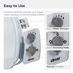 Drive Medical PreserveTech Raised Toilet Seat with Bidet (Ambient Water) Toilet Seat Riser, Elevated Toilet Seats for Seniors and Adults, Toilet Seat Bidet, Toilet Seat Elevator with Bidet Sprayer