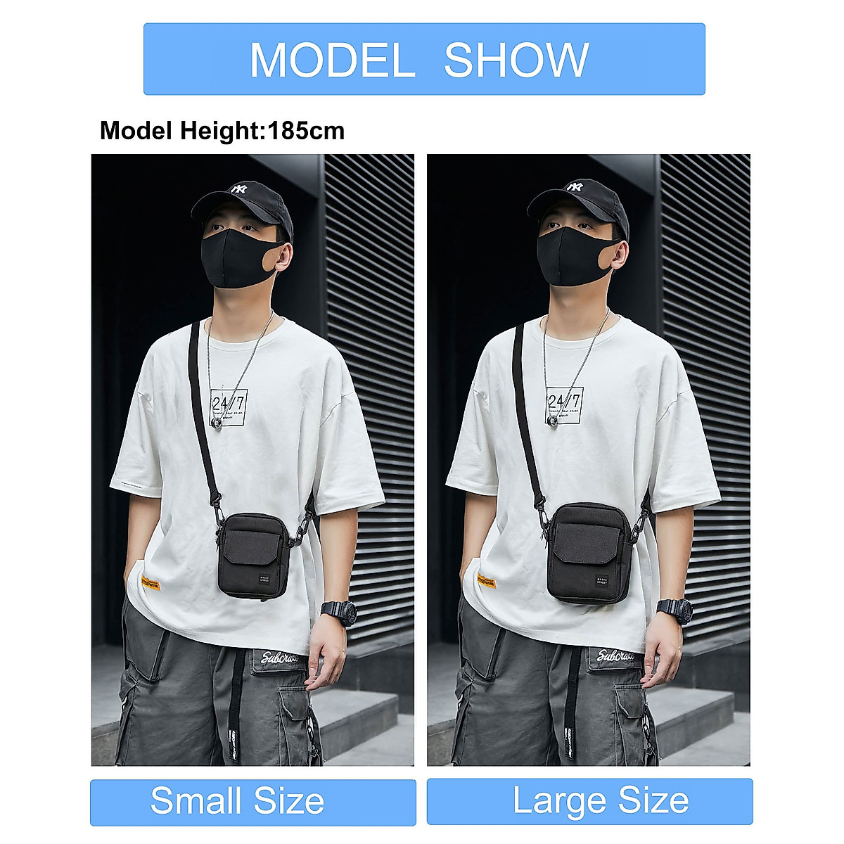 Black Small Side Shoulder Bag Crossbody Bag For Men Women Mini Messenger Bag Satchel Travel Purse Passport Holder Bag, Cell Phone Purse Neck Pouch Wallet- Unisex