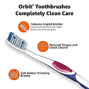 Amazon Basics Orbit Toothbrushes, Soft, Full, 4 Count, 1-Pack (Previously Solimo)