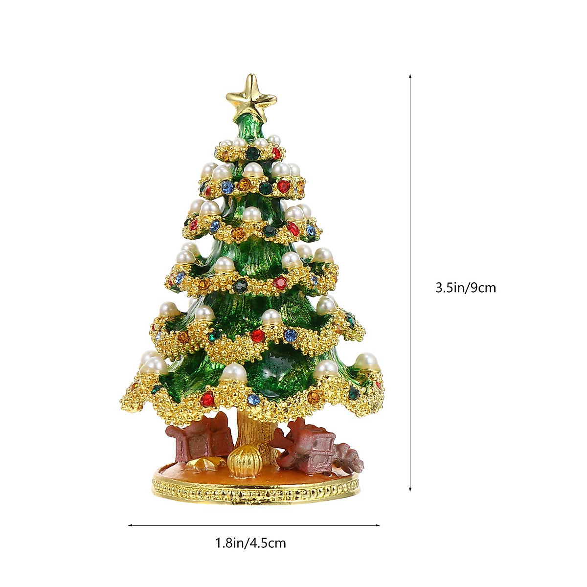 VOSAREA Christmas Tree Ring Holder Christmas Tree Figurine 1pc Christmas Tree Jewelry Box Miss Crafts Accessories Tin Alloy Tabletop Christmas Tree Christmas Tree Table Decor