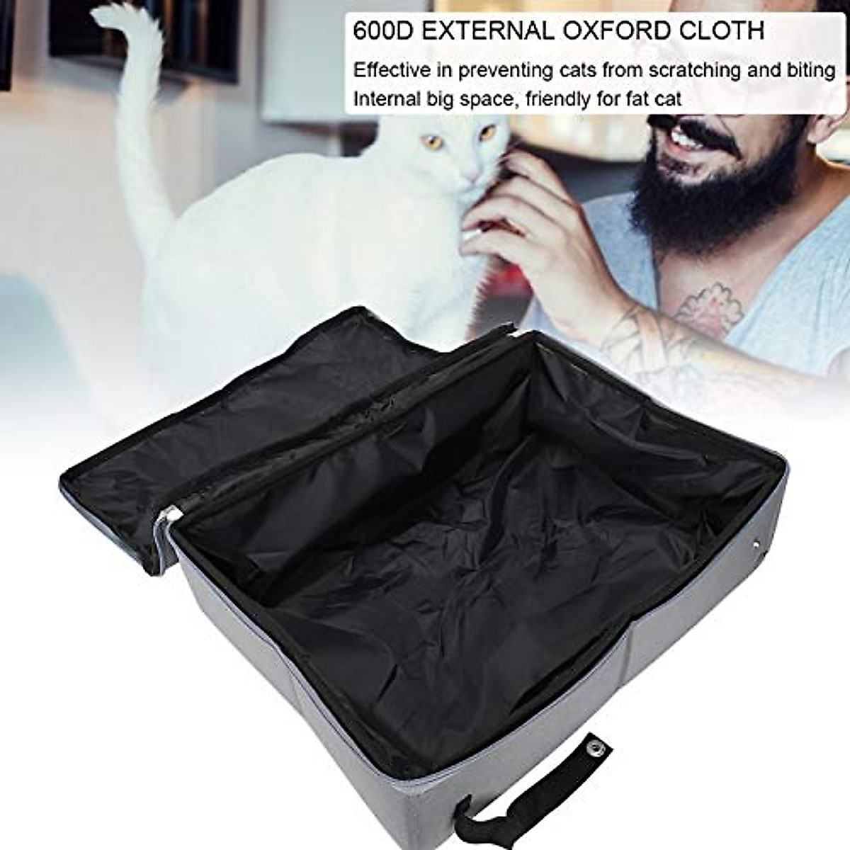 Restokki Folding Cat Waterproof Folding Cat Litter Box Portable Home Outdoor Camping Toilet with Cover Easy Clean Soft Pet Accessories(Gray)