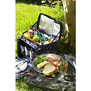 Picnic at Ascot Original Insulated Picnic Cooler with Service for 4 on Wheels-Designed & Assembled in the USA