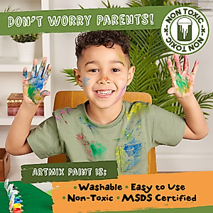 ARTMIX Dinosaur Painting Kit - 16 Piece Set, Won’t Run Out of Paint - Bring Dino Love to Life Arts and Crafts Kit for Kids Painting Toys Kids Crafts for Age 3 to 12 Boys and Girls DIY Gift Set