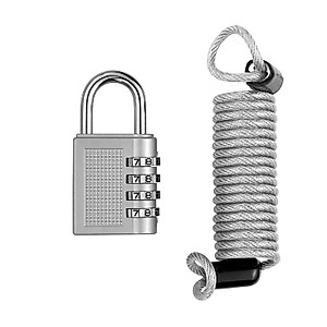 QIOJIRMU Combination Lock with Braided Steel Cable, 4 Digit Combination Password, Rustproof and Waterproof, Ideal for Luggage, Sports Locker, Toolbox, Fence, Case, and More