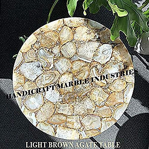 15" Agate Table Tops ALL COLOURS, Natural Agate Table, Agate Side Table, Agate Coasters, Agate Patio Table, Modern Home Decor Furniture Agate Gift (WHITE, AGATE)