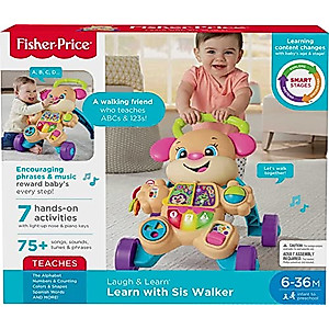 Fisher-Price Laugh & Learn Baby & Toddler Toy Smart Stages Learn With Sis Walker, Educational Music Lights And Activities