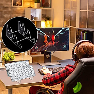 Acrylic Keyboard Display Stand Holder Mechanical Computer Keyboard Stand Shelf for Desk Transparent Acrylic Stand 3 Tier Keyboards Storage Holder Tray for Computer Tablet Picture Frame