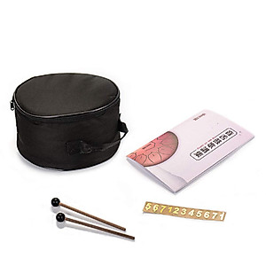 JLDN Steel Tongue Drum 11 Notes, 12 Inches Hand Pan Drums with Mallets Bracket Tonic Sticker Drum Bag Tank Drum Handpan Drum Percussion Instrument for Relax Mind,Pink