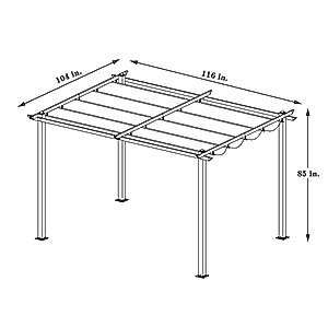 10x9 Ft Outdoor Patio Retractable Pergola with Canopy Sunshelter Pergola,Aluminum Frame Grape Trellis Sun Shade Cover for Gardens,Terraces,Backyard,Gray