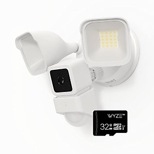 Wyze Cam Floodlight with 2600 Lumen LEDs, Wired 1080p HD IP65 Outdoor Smart Security Camera, Color Night Vision, 270-Degree Motion Detection, 90dB Siren, and Two-Way Audio with 32GB MicroSD Card