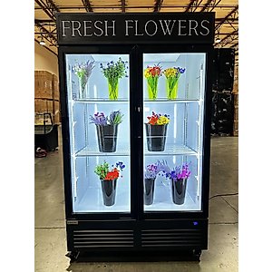 Commercial Flower Display Refrigerator Floral Fridge,Glass Door Flower Merchandiser Beverage Drink Cooler with LED Light Adjustable Shelves,ETL and NSF Approval,42.5Cu Ft,47.2" Wide,Hinge