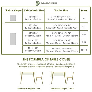 QIANQUHUI Embroidered Tablecloth for Dining Table,Dust Proof Spillproof Soil Resistant Cotton Linen Rectangle Table Cloths (Coffee Wheat, Rectangle/Oblong, 55'x120'', 10-12 Seats)