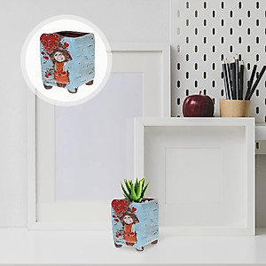 Abaodam Plant Pot container small pot bracket tabletop decor decorate plant Hydroponics flowers potted plant square flower pots outdoor cute vanilla floral decorations fleshy unique